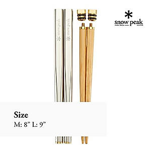 Snow Peak Wabuki Chopsticks - Collapsible Bamboo & Stainless Steel Chopsticks - 1.8 Oz - Large