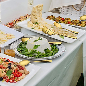 Homikit Stainless Steel 4 Gold Serving Spoons, 4 Gold Slotted Serving Spoons, Metal Buffet Dinner Party Banquet Restaurant Catering Serving Utensils, Mirror Polished, Dishwasher Safe