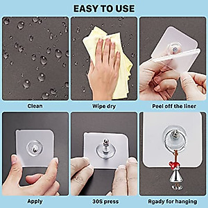 20Pcs Adhesive Wall Mount Screw Hooks,Wall Hangers Without Nails,Wall Hooks for Hanging,Adhesive Hooks Heavy Duty,Seamless Screws for Wall Mount Shelf Kitchen Bathroom Home Office,14 mm/13 lbs(Max)