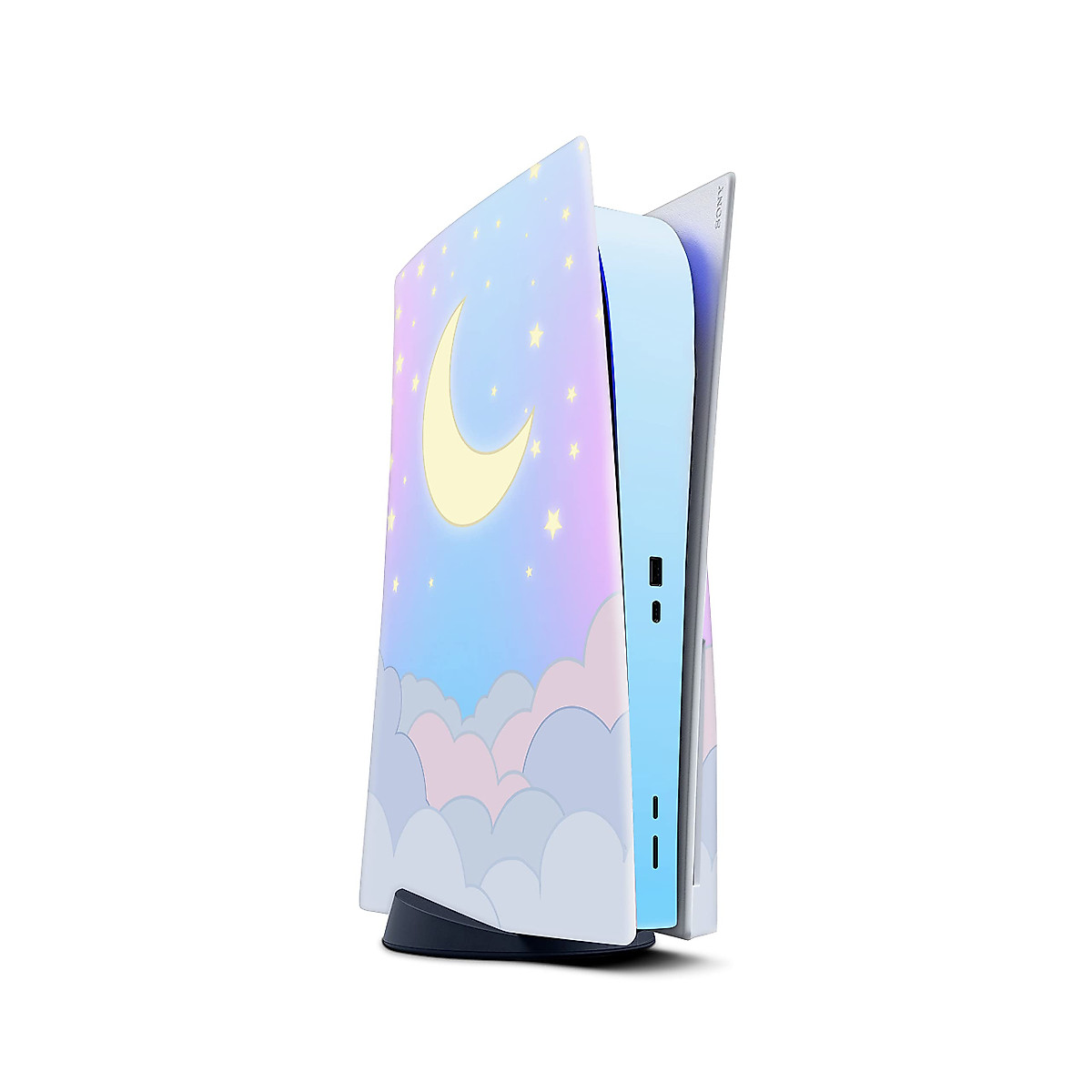 PS5 Clouds Skin for PlayStation 5 Console and 2 Controllers, Moon Skin Vinyl 3M Decal Stickers Full wrap Cover (Disk Edition)