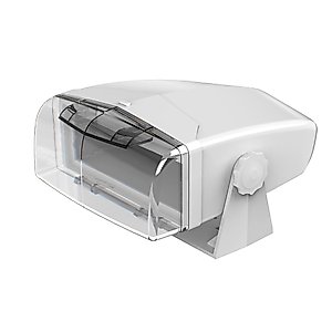 Dual Electronics MH200 Universal Gimbal Marine Radio Housing Unit, Transparent Fold-Down Door, Fully Enclosed Design, Single DIN, White