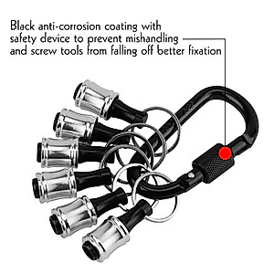 LUEXBOX 1/4 Inch Bit Holder Keychain, Hex Screwdriver Bits Holder Extension Bar, Quick Change Screw Bit Holder for Most Electric, Hand-held Screwdrivers and Drill Bits (A: Silver 6pack)