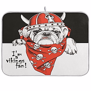 Red Skull Scarf Bulldog Black White Dish Mat Memory Foam Dish Drying Mat 16 X 18 Kitchen Mat Counter Dish Drainers Mat Dryer Kitchen Mat