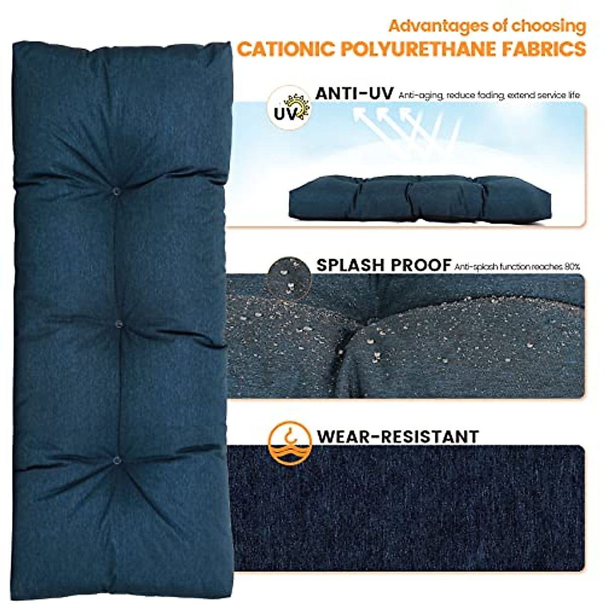 ROFIELTY Custom Outdoor/Indoor Bench Cushion,Bench Cushions 36 * 14 inch_Piano Bench Cushion_Patio Furniture Cushions,Bench Cushions for Indoor/Outdoor Furniture