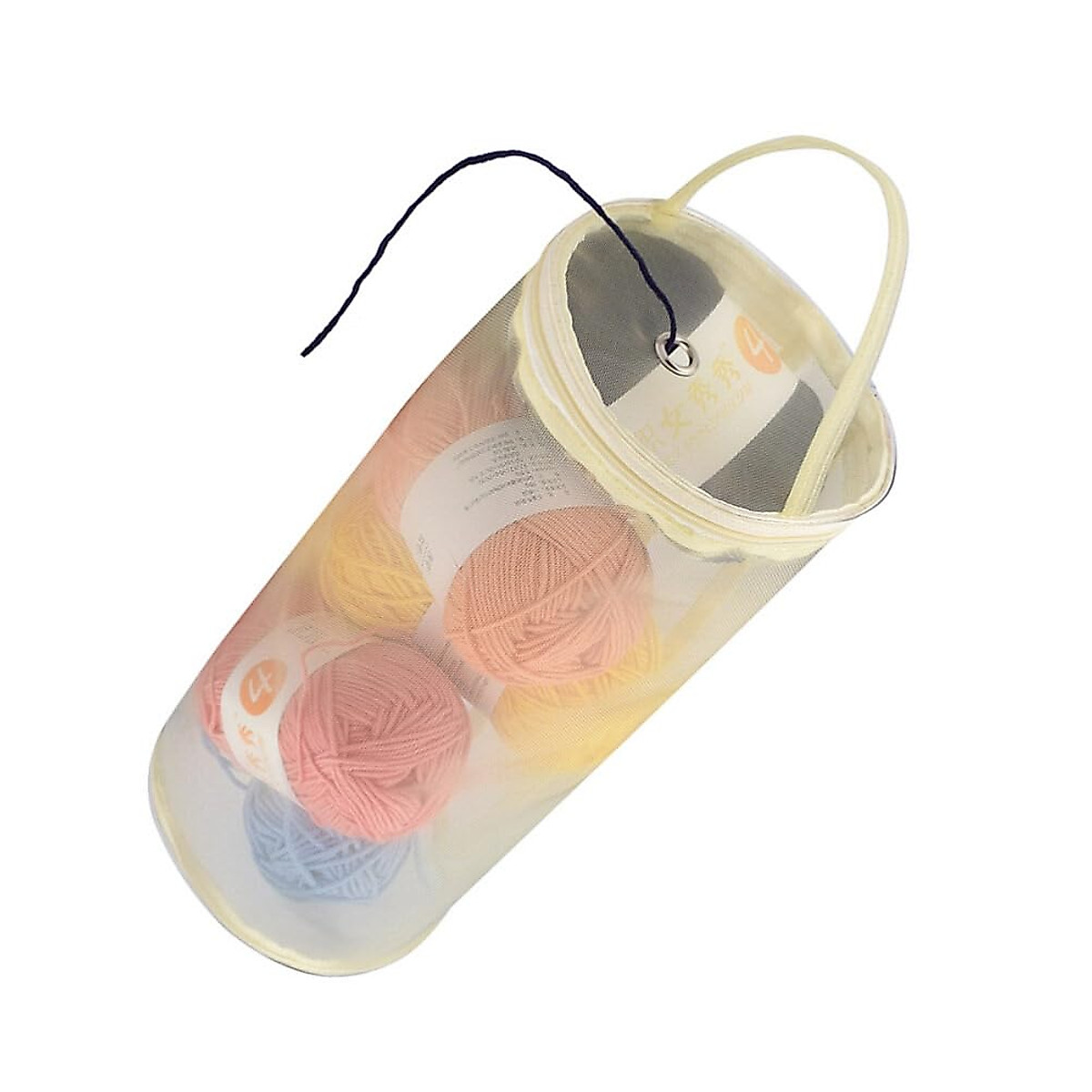 Cabilock Tool Organizer Bag Bag Beige Mesh Hook Storage Diy Crochet Woolen Yarn Knitting Mesh Organizer Bags