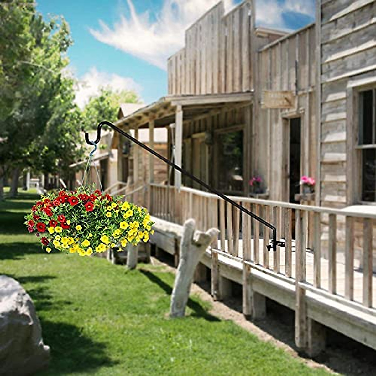 MIXXIDEA Extended Fence Deck Hook Rail Hook Heavy Duty Bird Feeder Hook, 360 Degree Rotary and Length Adjustable Plant Bracket for Bird Feeders, Planters, Suet Baskets, Lanterns, Wind Chimes and More