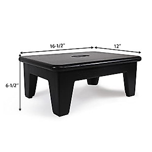 CONSDAN Step Stool for Bed, USA Grown Oak,Wooden, Adults,Seniors, 6.5" High Bed Stool, Non-Slip Mat, No Assembly Needed, Solid Wood, Black Color