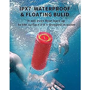 SOWO Portable Bluetooth Speaker, Waterproof Speaker IPX7, 25W Loud Wirelss Speaker with Big Audio and Punchy Bass, Outdoor Bluetooth Speaker for Party, Beach, Travel, Girls Gifts - Red