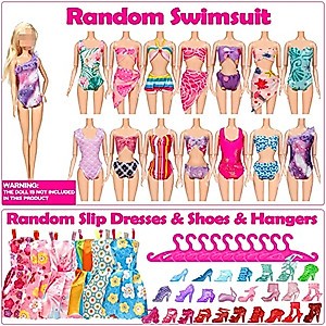50 Pcs Doll Clothes and Accessories, 5 Wedding Gowns 5 Fashion Dresses 4 Slip Dresses 3 Tops 3 Pants 3 Bikini Swimsuits 20 Shoes for 11.5 inch Doll Christmas Stocking Stuffers Girls Gift Age 5-7 8-10