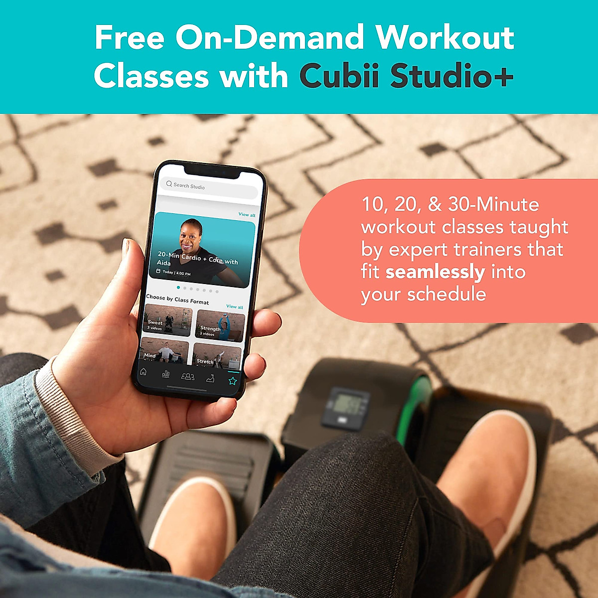 Cubii JR1, Under Desk Elliptical, Bike Pedal Exerciser, Seated Elliptical, Work from Home Fitness, Mini Elliptical Machines for Home Use, Exerciser for Seniors, Desk Exercise, Aqua…