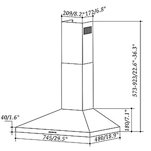 AKDY 30 in. Convertible Kitchen Wall Mount Range Hood with Carbon Filters in Black Painted Stainless Steel