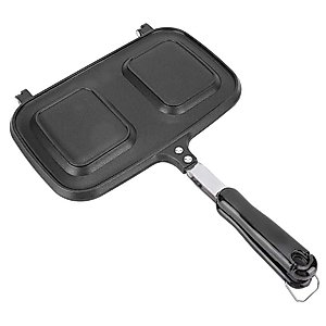 Fdit Cast Aluminium Breakfast Double Sided Non-Stick Frying Pan Easy Use Easy Safe Reliable Kitchen Cooking Utensil Tool Black