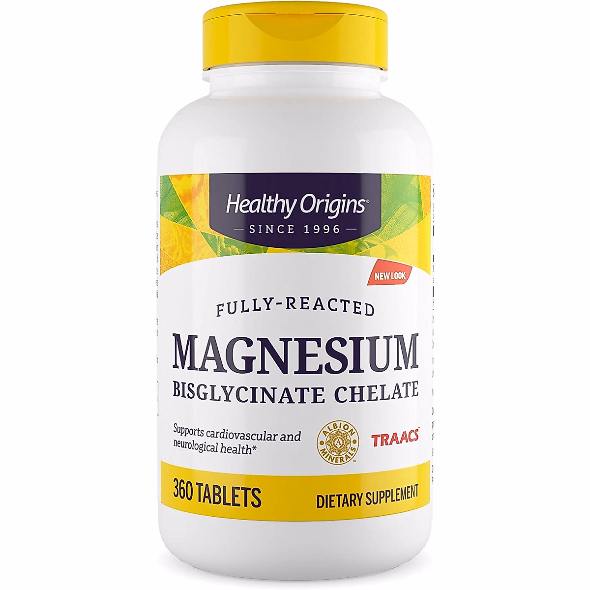 Healthy Origins Magnesium Bisglycinate Chelate (TRAACS) - Chelated Magnesium for Brain & Heart Health - Albion Magnesium Supplement - Unbuffered Supplements - 360 Tablets