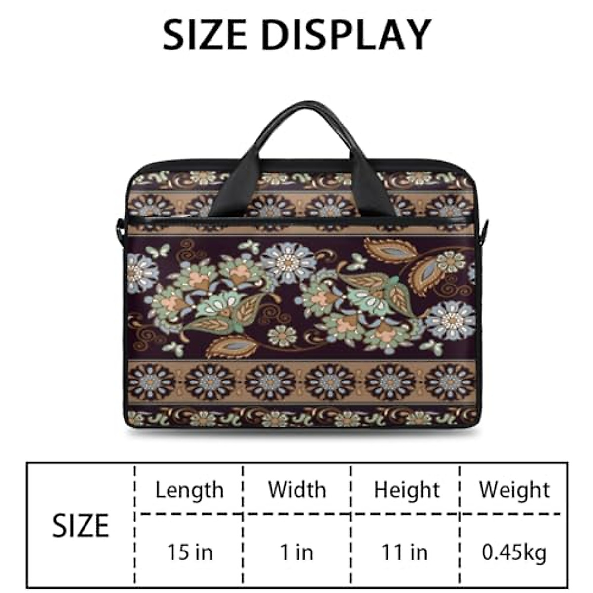Elegant Embroidery Laptop Computer Bag Waterproof Shoulder Messenger Bag 13-15 inch Durable Laptop Tote Bag with Shoulder Strap Handle Lightweight Crossbody Briefcase