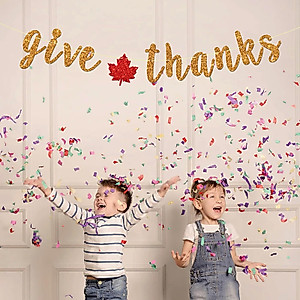 Rose Gold Give Thanks Banner - Thanksgiving Party Decoration - Thanksgiving Sign - Thanksgiving Home Decoration