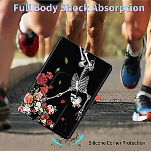 HEAKIERG Universal Tablet Case for New Kobo Libra 2 7" 2021 & 6" Kobo Clara 2E 2022, Lightweight Flip Stand and Adjustable Protective Cover Case for 6"-7" Tablet, Skull Rose