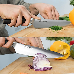 GEAR DISTRICT 8" Professional Chef Knife - High Carbon German Steel, Razor-Sharp Blade, Ergonomic Handle, Full Tang Design, Includes Hand Deodorizer