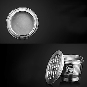 Maiju Compatible With Stainl Steel Coffee Capsule Reusable Refillable Coffee Capsule Cup Filter with Brush Spoon Powder-pr Ring, Square hole