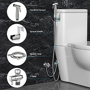 Blissland Bidet Sprayer for Toilet with Adjustable Water Pressure, Handheld Bidet Sprayer Kit, Bidet Sprayer Set- Stainless Steel