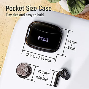 Wireless Earbuds Bluetooth Headphones 60H Playtime Ear Buds with LED Power Display Charging Case Earphones in-Ear Earbud with Microphone for Android Cell Phone Gaming Computer Laptop Sport Black