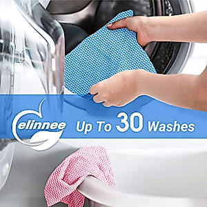 elinnee Reusable Cleaning Cloths Dish Paper Towels, Domestic Cleaning Towels, Multipurpose Quick-Dry Rag Dish Cloths Heavy Duty Handy Wipes for Kitchen 25 Count 14.2"X15.7", Blue