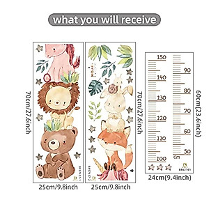 Kawaii Wall Decorations, Cute Cartoon Height Chart Stickers, Growth Chart for Wall, Living Room, Bedroom Wall Decoration Stickers (Bear Stacked)