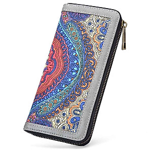 XEYOU Women Canvas Zipper Clutch Purse Credit Card Wallets to Organize Your Cash,Bank Card,and Phone with Removable Wristlet Strap