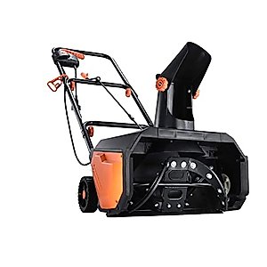 Kapoo Snow Thrower, 18 Inch Electric Snow Blower, Steel Auger, 180° Rotatable Chute and Overload Protection, 13 Amp, Black & Orange bb14