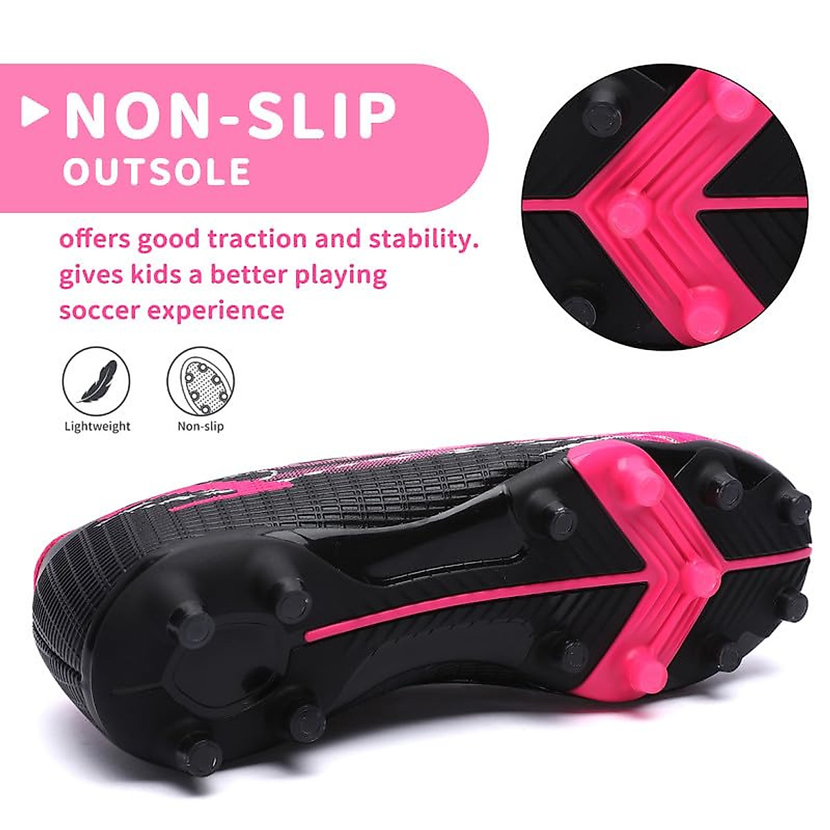 Hanani Soccer Cleats Boys Girls Football Shoes Kids Baseball Cleat Outdoor & Indoor Firm Ground Anti-Slip Comfortable Flexible Running & Training Unisex Child…