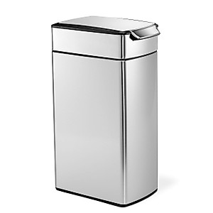 simplehuman Slim Touch-Bar Kitched Trash Can, 40 Liter, Brushed