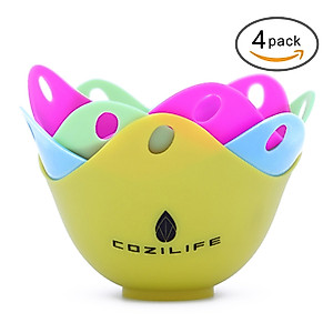Egg Poacher – COZILIFE Silicone Egg Poaching Cups with Ring Standers, For Microwave or Stovetop Egg Cooking, Kraft Box Packing, BPA Free, Pack of 4