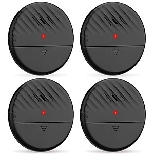 WSDCAM Window Alarm Glass Break Sensor Alarm 125dB Ultra-Slim Glass Break Detector Anti-Theft Vibration Sensor Alarm for Home Door and Window Security - 4 Pack - Black