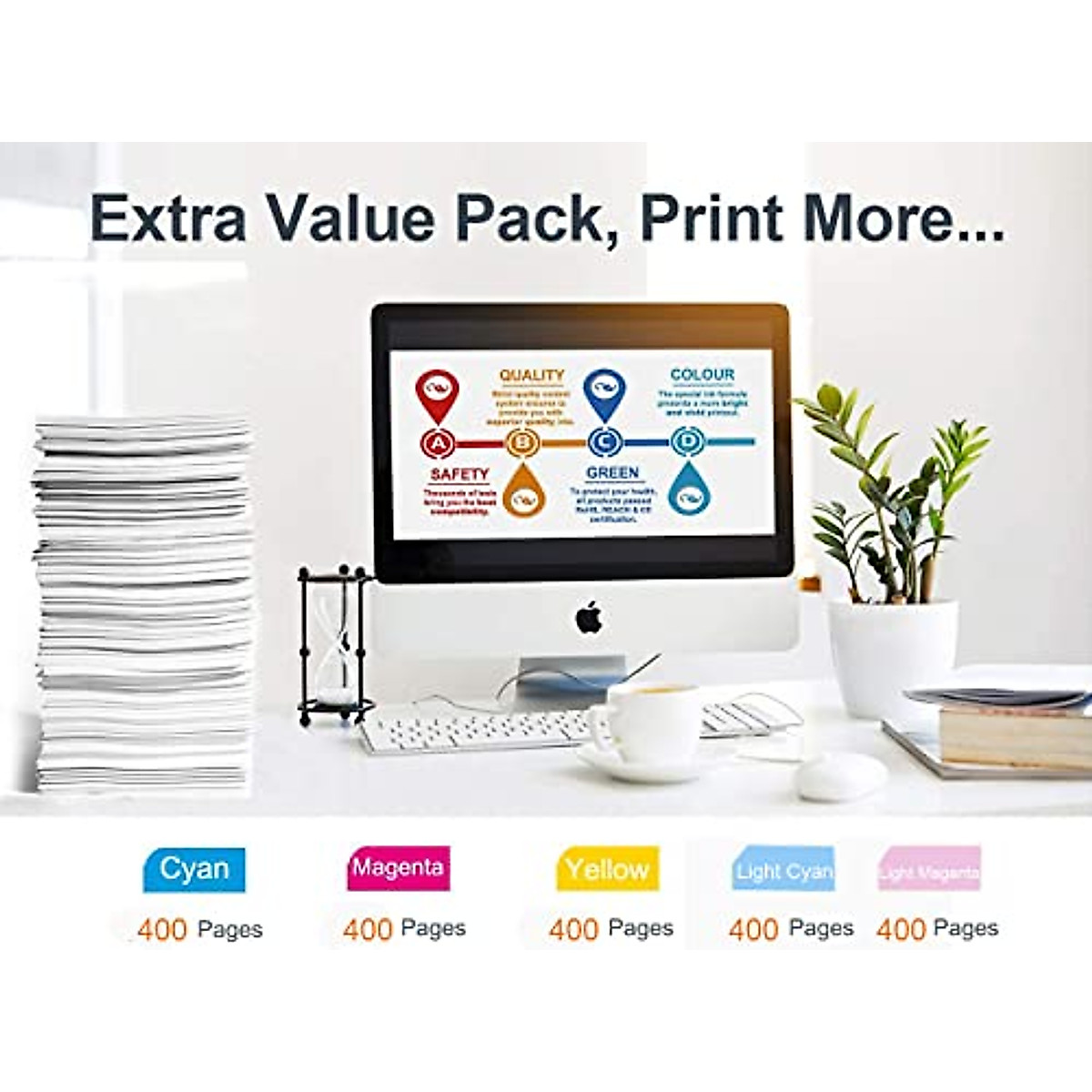 JUSTCOLOR Compatible Ink Cartridges Replacement for HP 02 Ink Cartridge to use with Photosmart D7155 D7160 D7245 D7255 D7363 D7460 3210 3310 C5180 C6250 C6280 C7280 C7180 C8180 Printer (5-Pack)