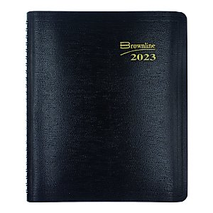 Brownline 2023 Essential Weekly/Monthly Planner, 12 Months, January to December, Twin-Wire Binding, 8.5" x 6.75", Black (CB850.BLK-23)