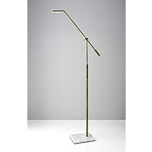 Adesso 4129-21 Vera LED Floor Lamp, 46.5-61 in, 6W Full Spectrum LED, Antique Brass Finish, 1 Floor Lamp
