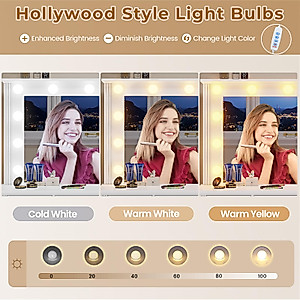 BTHFST Large Vanity Desk with Oversized Mirror & Hollywood Lights, Makeup Vanity with Charging Station, Modern Makeup Desk with 4 Drawers & 2 Storage Cabinets, White