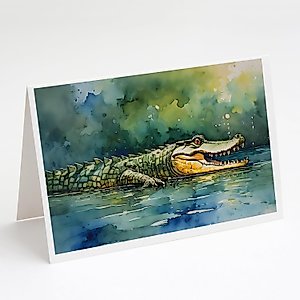 Caroline's Treasures DAC2897GCA7P Crocodile Greeting Cards Pack of 8 Blank Cards with Envelopes Whimsical A7 Size 5x7 Blank Note Cards