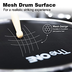 The ONE Electric Drum Set, Electronic Drum Set for Adult/Kid, Drum Set with 333 Sounds, 4 Mesh Drum Pads, 2 Switch Pedals, Headphones, Sticks & Drum App, Support Bluetooth/USB MIDI/AUX Out