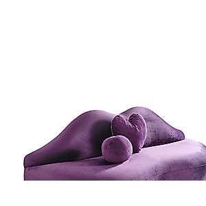 NWF Lips Modern Velvet Lip Shape Sofa 80'' Wide Low to Ground Kiss Couch Medium Firm Contemporary Design for Living Room (Purple)