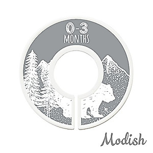 Modish Labels Baby Clothes Size Dividers, Baby Closet Organizers, Closet Size Dividers, Baby Closet Organizers, Clothes Organizer, Neutral, Boy, Girl, Woodland Animals, Tribal, Nordic (Gray)