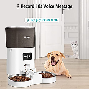 Mavpet 6L Automatic Cat Feeder, 2.4G WiFi Smart Dry Food Dispenser, Detachable Pet Feeder with Two Stainless Steel Bowls & Meal Splitter, APP Control, 10s Voice Recording, Up to 15 Meals Per Day