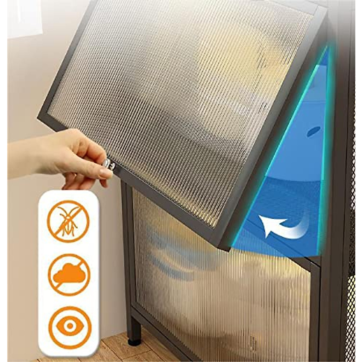 Gdrasuya10 Large Kitchen Pantry Storage Cabinet Buffet, 4 Tier Metal Pantry Cabinet with Folding Doors 56'' Kitchen Hutch Cabinet Suitable for Dining Room Living Room