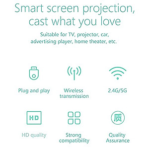 Pilarmuture Wireless Display Dongle Adapter,4K HD Wireless Display Adapter,Screen Mirroring Display Dongle,Wireless WiFi Portable Screen Mirroring Projector,Compatible with DLNA/Mirracast
