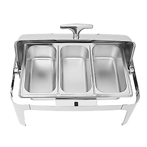 Chafing Dish Buffet Server, Food Warmers Roll Top Chaffing Server with 3 Pans Food Warmers with Alcohol Stove Food Trays for Catering Party buffet