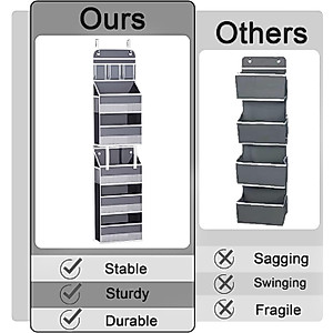 HSD Houseware Baby Organizer for Nursery, Separable 2-in-1 Over the Door Organizer Bathroom with 5 Shelves 4 Side Pockets 3 PVC Pockets, Door Organizer Hanging Bedroom Pantry (Dark Grey)