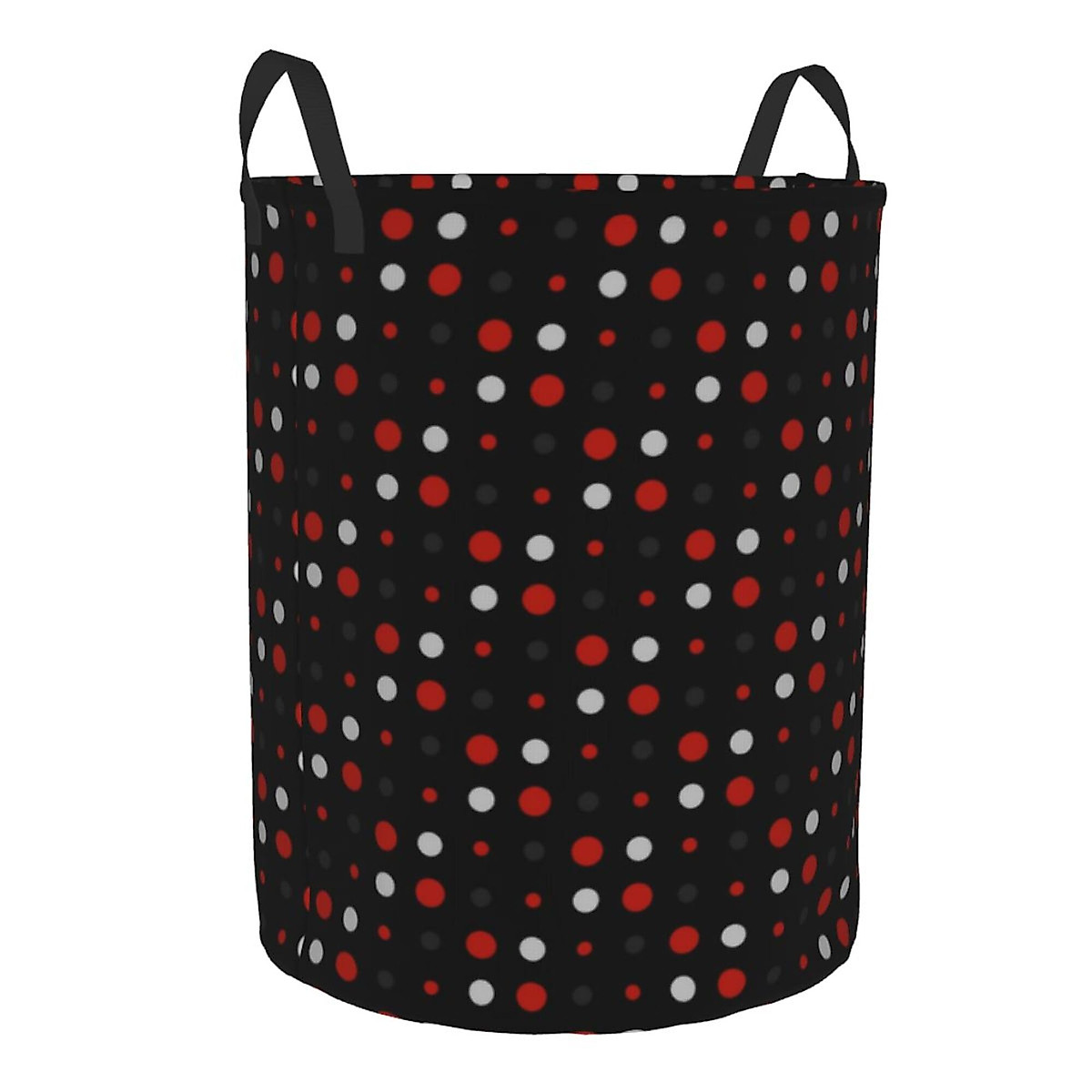 Large Laundry Basket, Dirty Clothes Hamper Toys Storage Bag Red, Black, Gray and White Dots Waterproof Foldable Washing Bin for College Dorms 15.7" x 19.6"