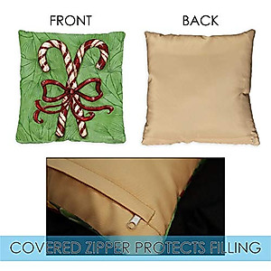 Toland Home Garden Candy Cane Welcome 18 x 18 Inch Indoor, Pillow, Case (2-Pack)