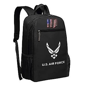 Us Air Force USAF Backpack, School, Travel, Sport, Work, Bookbag Laptop Backpack 17inch American Flag Black 17x12x6.5 in