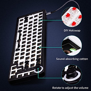 GK68 RGB Hot-Swappable Programmable Junction Box Can Be Replaced with Switch DIY Mechanical Keyboard Kit, Support AKKO, Cherry MX, Gateron, Kailh Mechanical Switch (Black)
