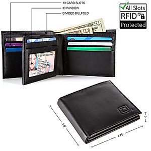 ID Stronghold Extra Capacity Bifold Wallet for Men - RFID Blocking Genuine Leather Wallet